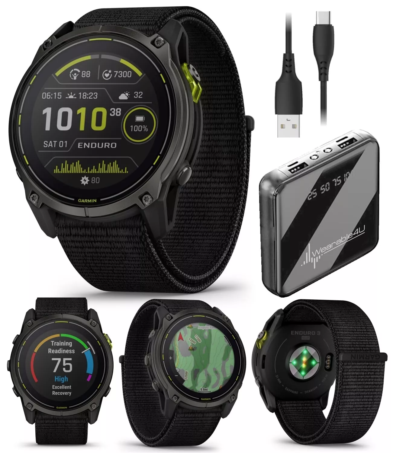 Garmin Enduro 3 Solar Ultraperformance GPS Smartwatch with Power Bank ...