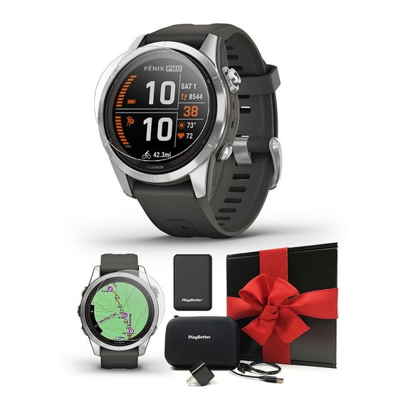 Garmin Fenix 7S Pro Solar (Silver/Graphite) Multisport GPS Smartwatch ...