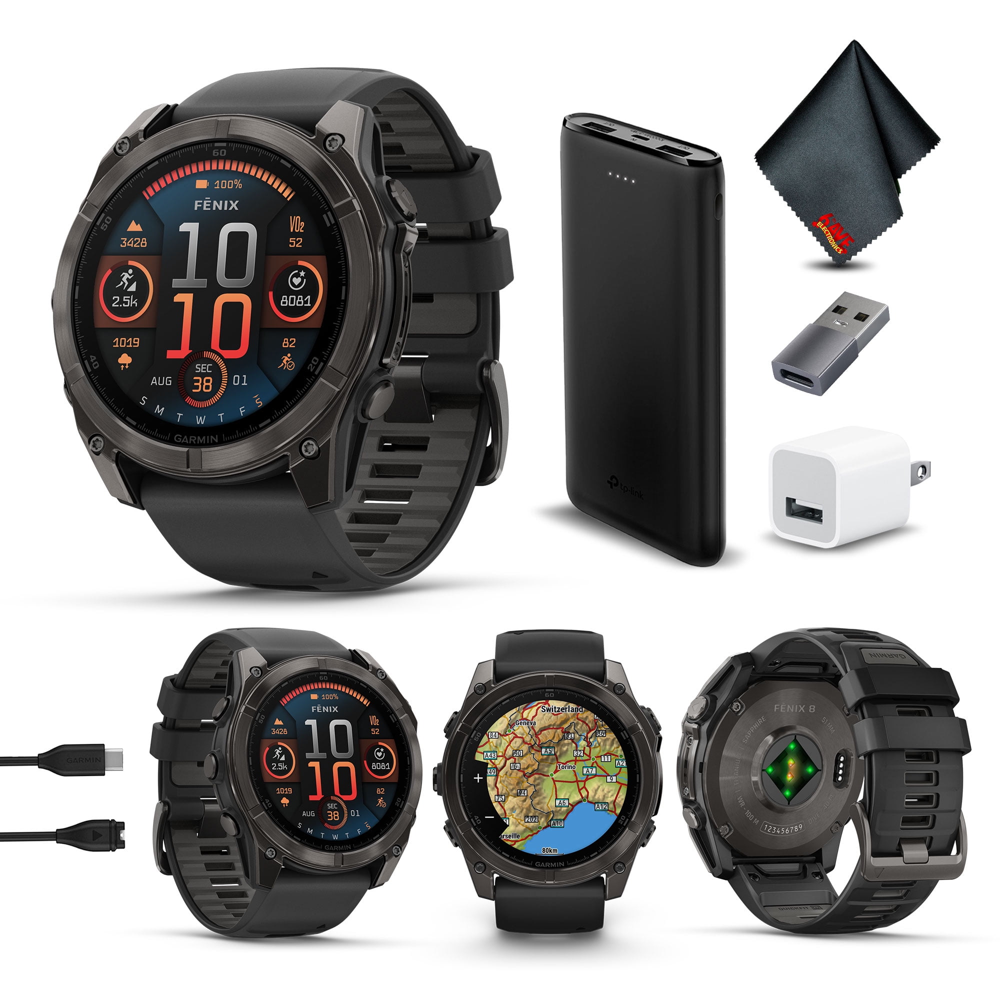 Garmin Fenix 8 51MM AMOLED Sapphire Multisport GPS Smartwatch Carbon ...