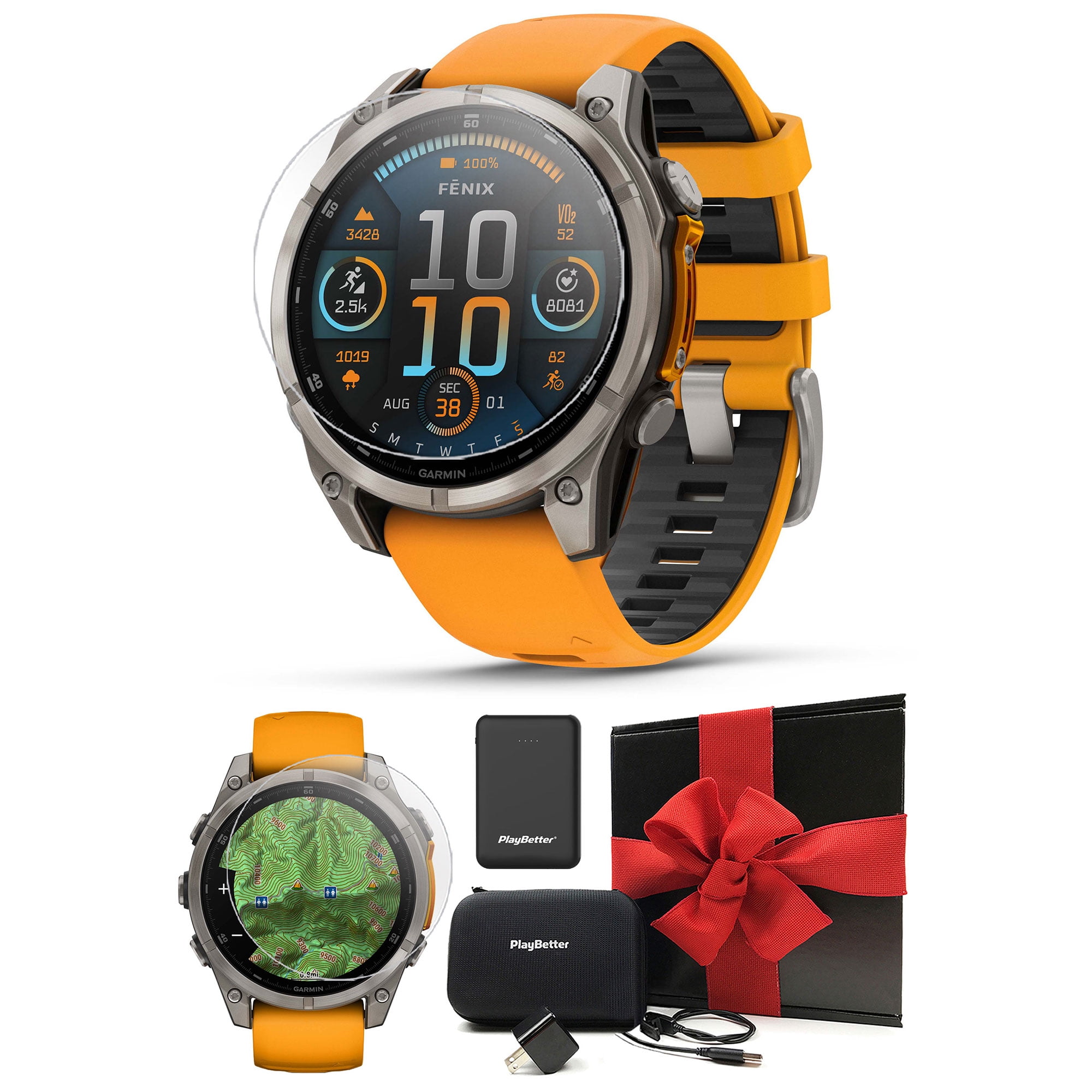 Garmin Fenix 8 AMOLED Sapphire (47mm, Titanium/Spark Orange) Multisport ...