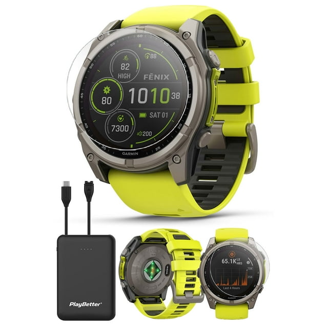 Garmin Fenix 8 Solar Sapphire (51mm, Titanium/Amp Yellow) Multisport ...