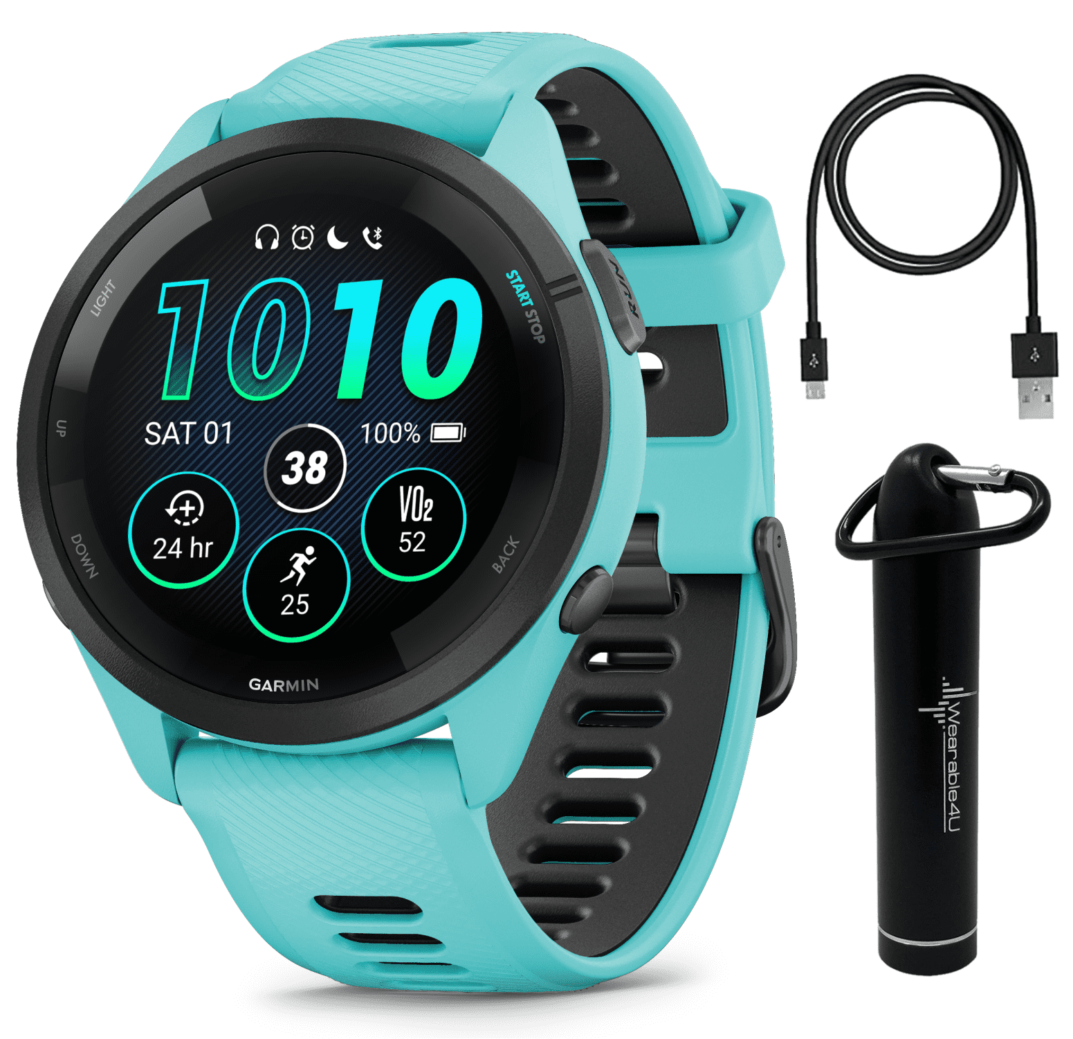 Garmin Forerunner 265 Music GPS Running Smartwatch, Aqua with AMOLED 1. ...