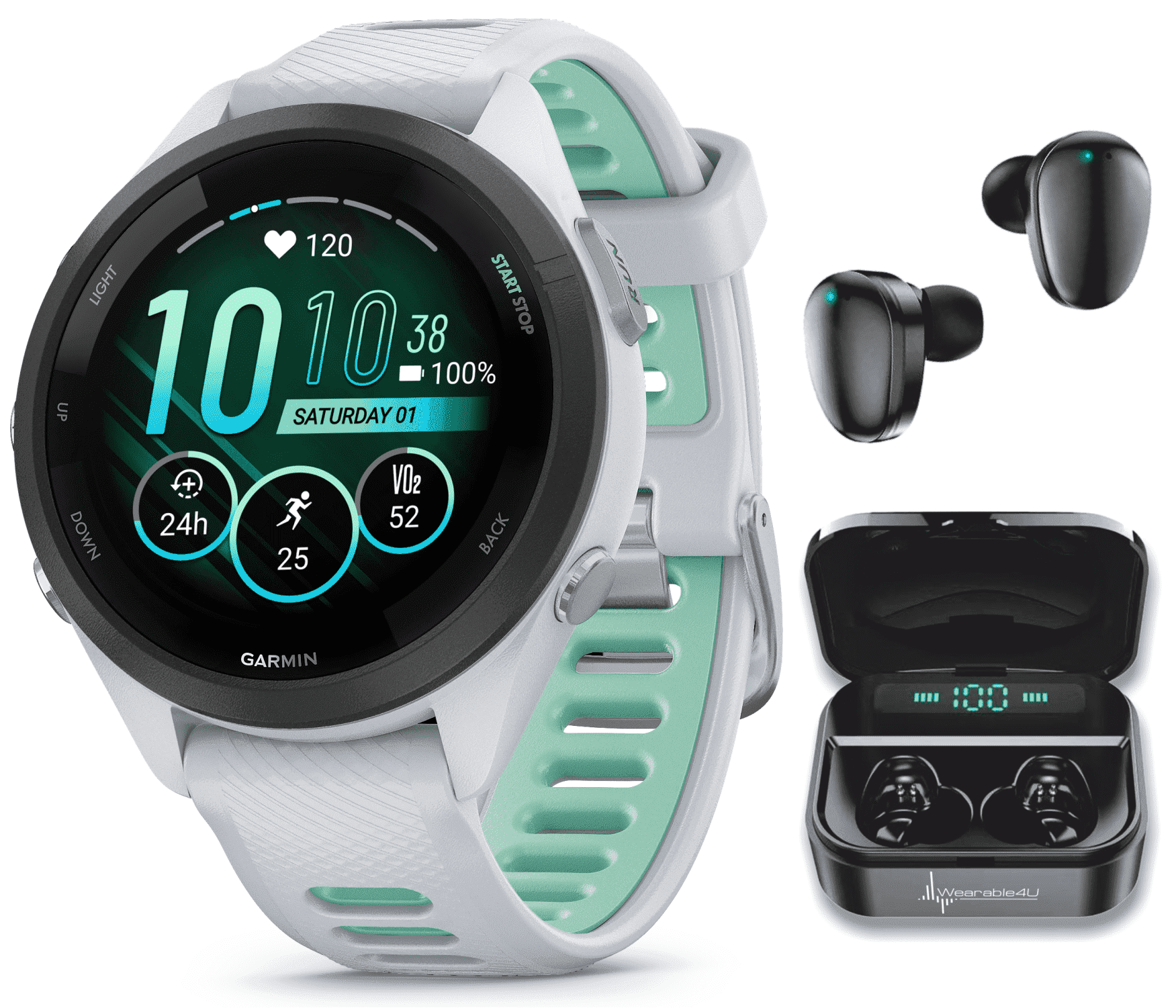 Garmin Forerunner 265S Music GPS Running Smartwatch, Whitestone with ...