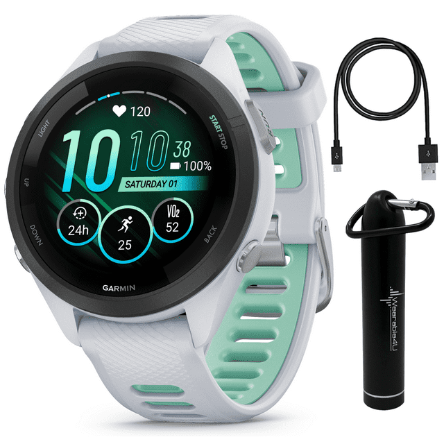 Garmin Forerunner 265S Music GPS Running Smartwatch, Whitestone with ...
