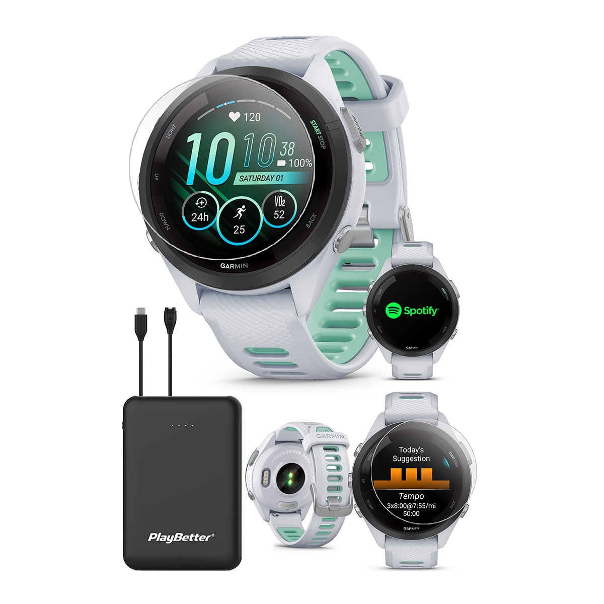 Garmin Forerunner 265S (Whitestone/Neo Tropic) Running GPS Smartwatch ...