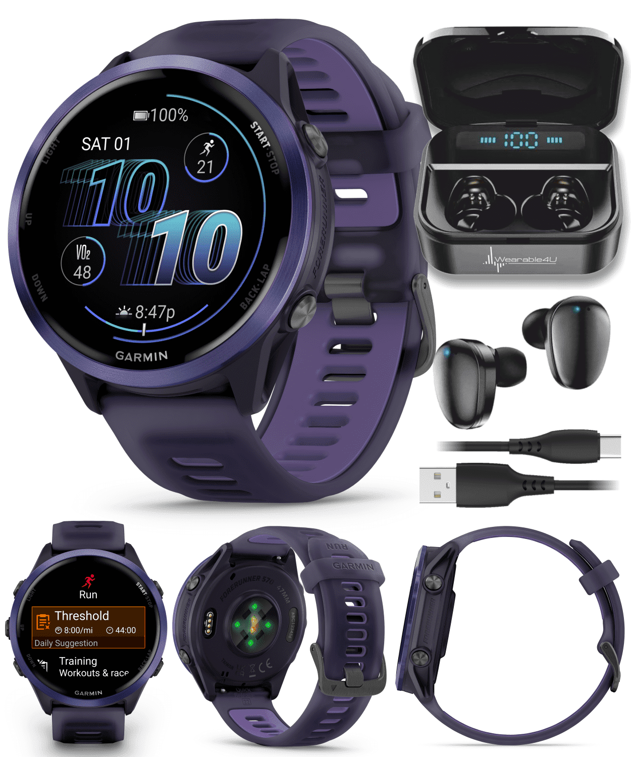 Garmin Forerunner 570 47mm Advanced GPS Running & Triathlon Smartwatch ...
