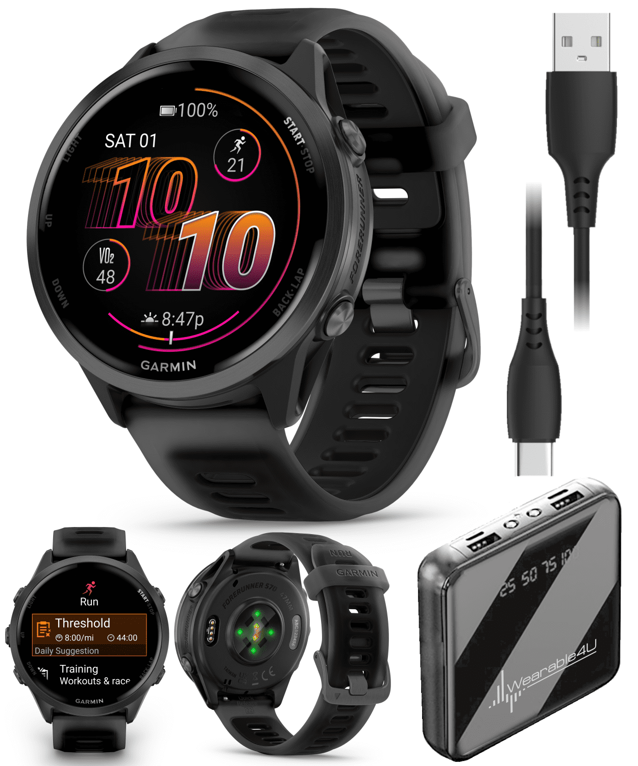 Garmin Forerunner 570 47mm Advanced GPS Running & Triathlon Smartwatch ...