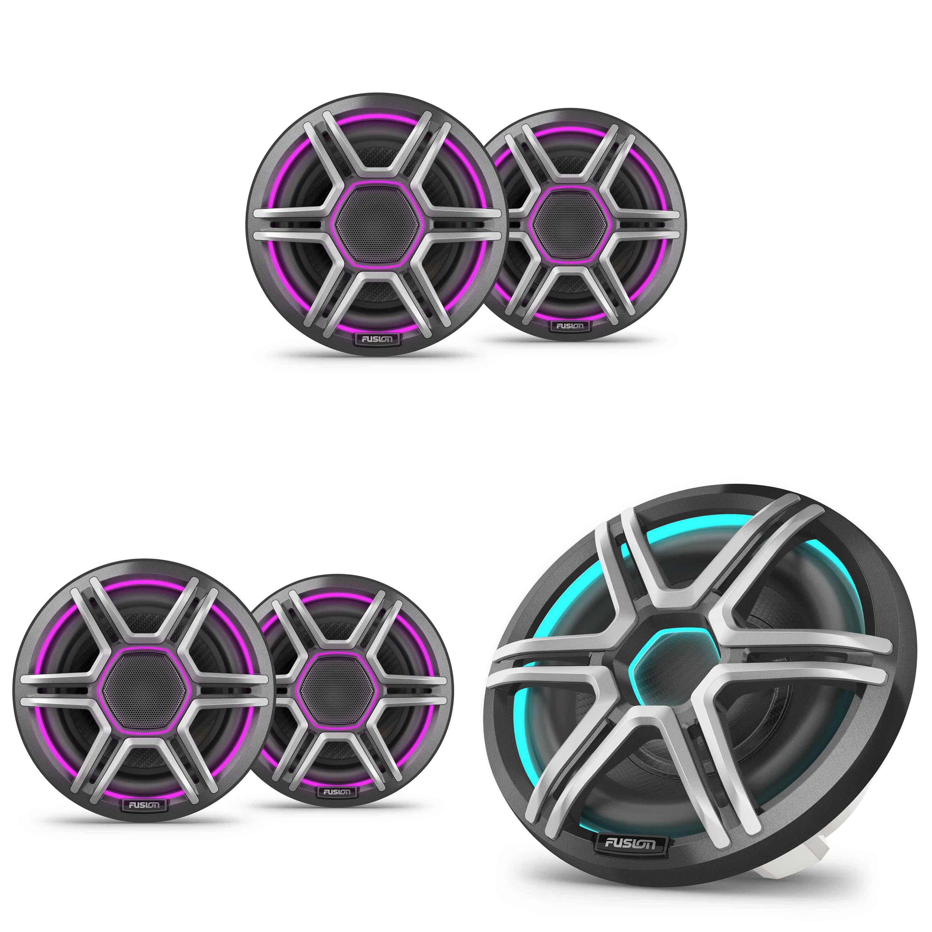 Garmin Fusion 2 Pairs Apollo AP-FL65SPG 6.5" LED Marine Speakers Sport ...