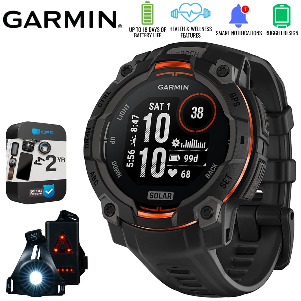Garmin Instinct 3 - 45 mm Outdoor GPS Smartwatch, SOLAR, Black with ...