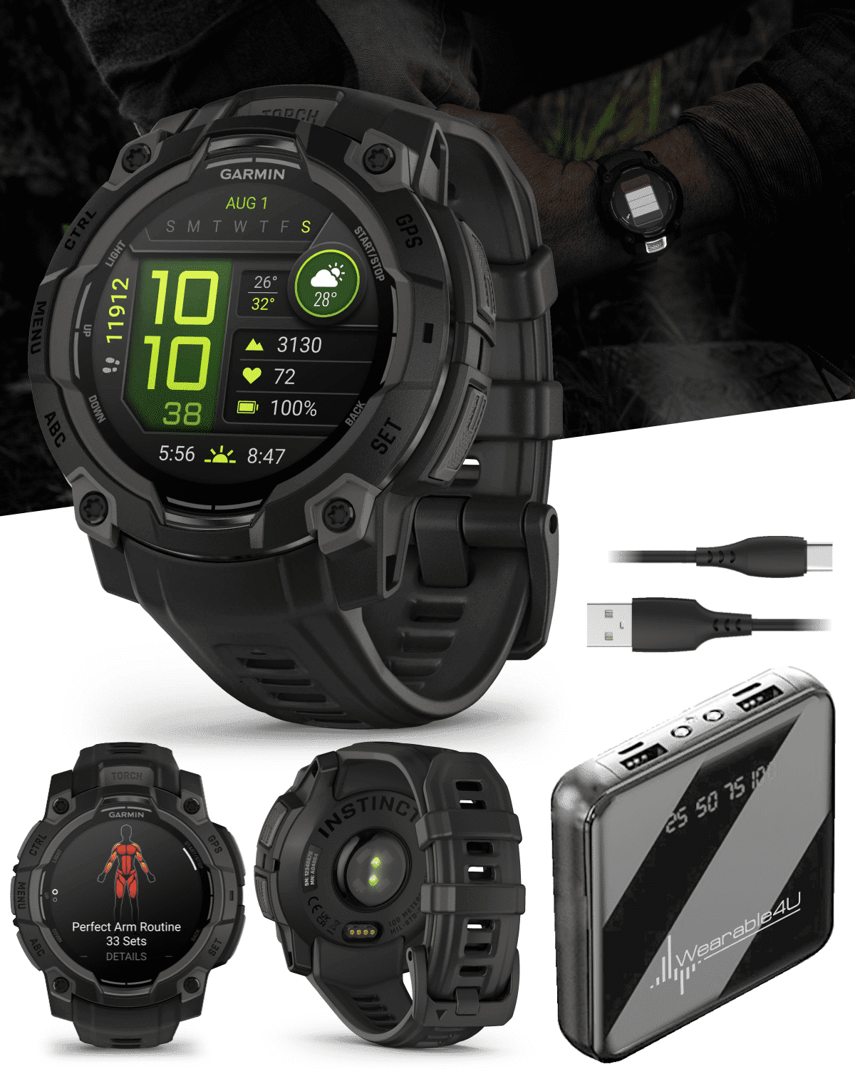 Garmin Instinct 3 45mm, AMOLED Display, Rugged Outdoor GPS Smartwatch ...