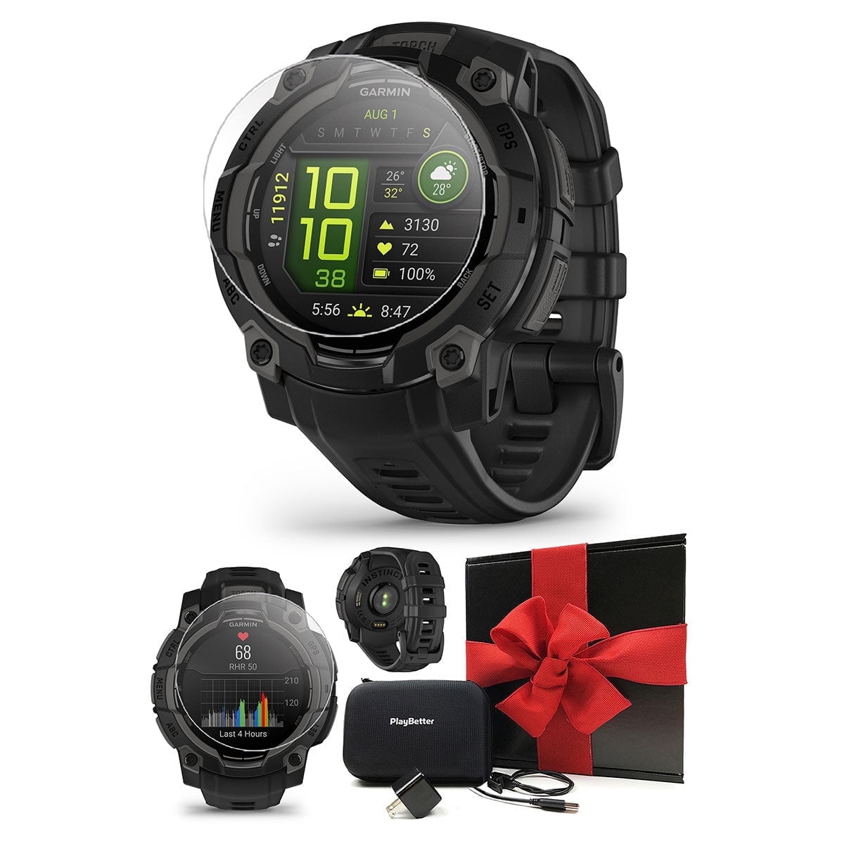 Garmin Instinct 3 45mm (Black) AMOLED Rugged Outdoor GPS Smartwatch ...