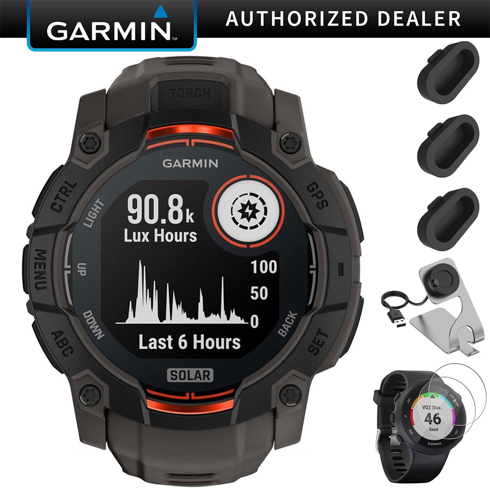 Garmin Instinct 3 50 mm Outdoor GPS Smartwatch SOLAR, Black w/ Charcoal ...