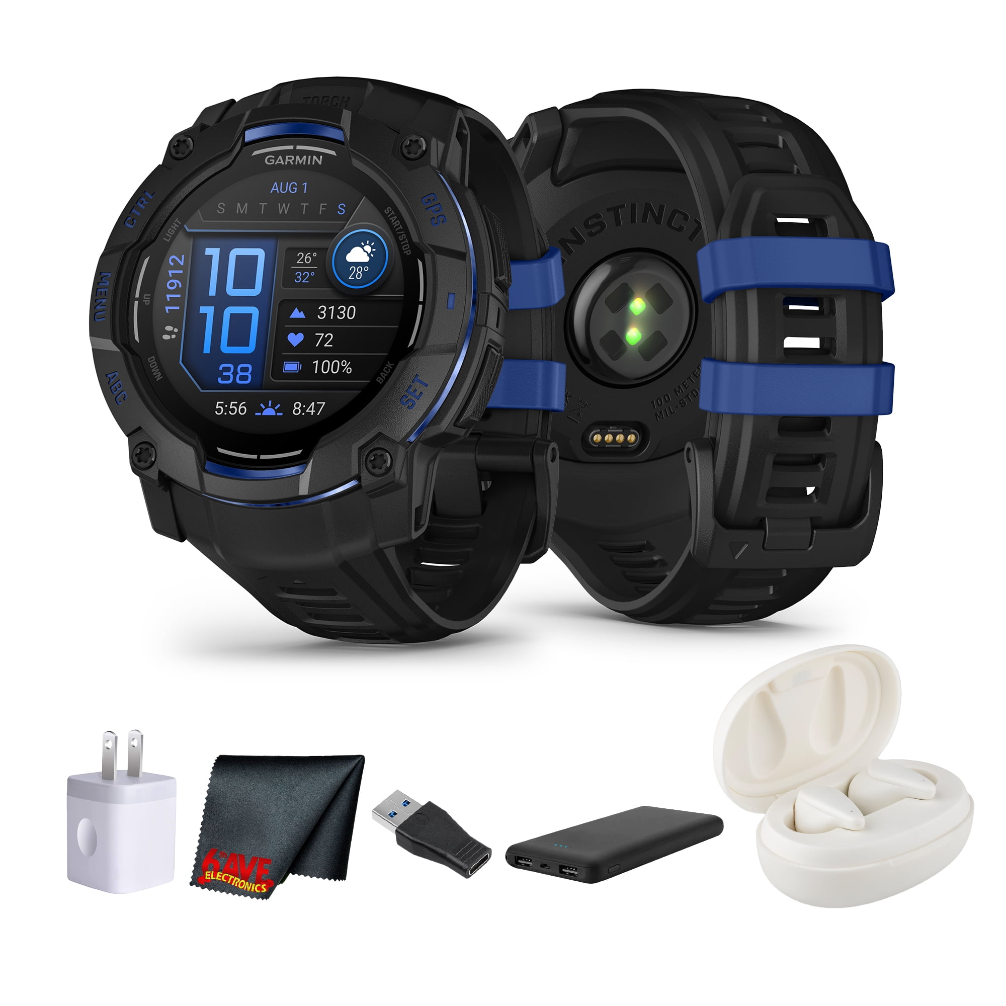 Garmin Instinct 3 Rugged GPS Smartwatch – 50mm AMOLED, Multi-Band GPS ...