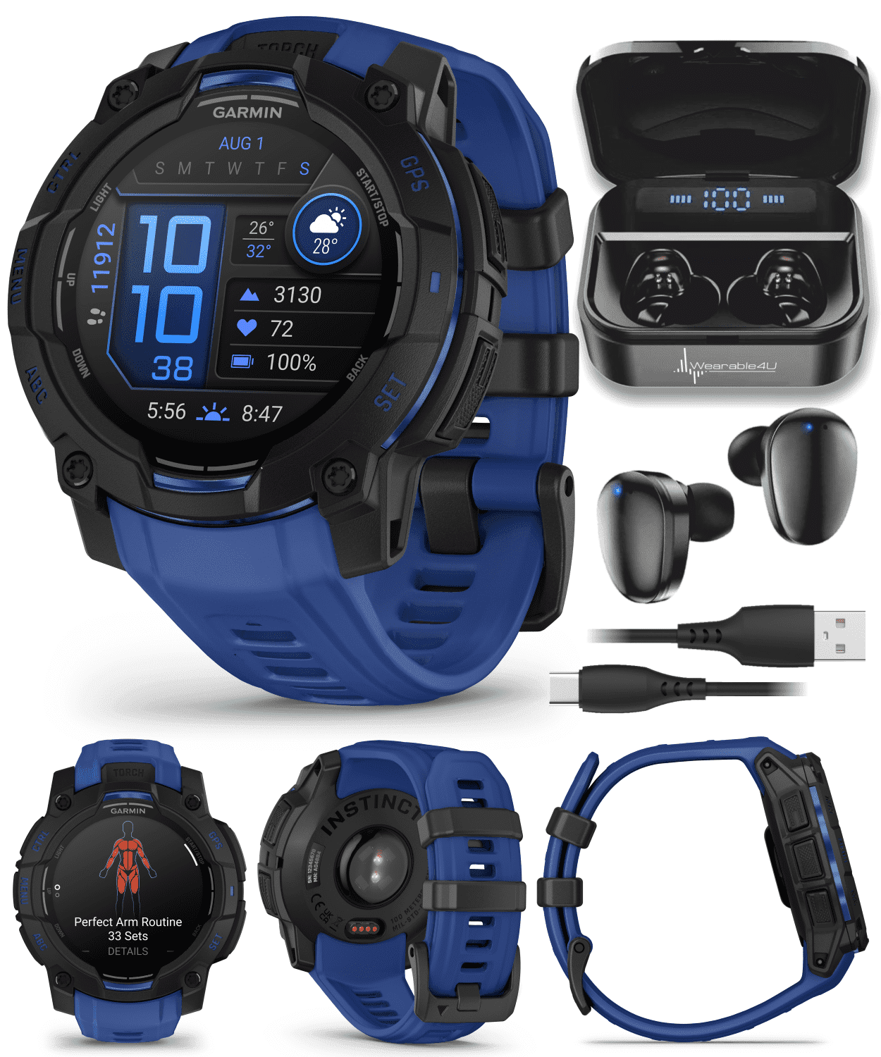 Garmin Instinct 3 Rugged Outdoor GPS Smartwatch – 45mm AMOLED ...