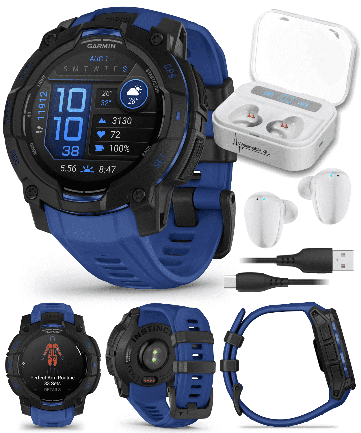 Garmin Instinct 3 Rugged Outdoor GPS Smartwatch – 45mm AMOLED ...