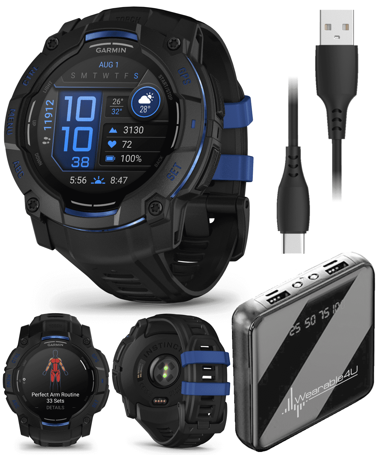 Garmin Instinct 3 Rugged Outdoor GPS Smartwatch – 50mm AMOLED ...