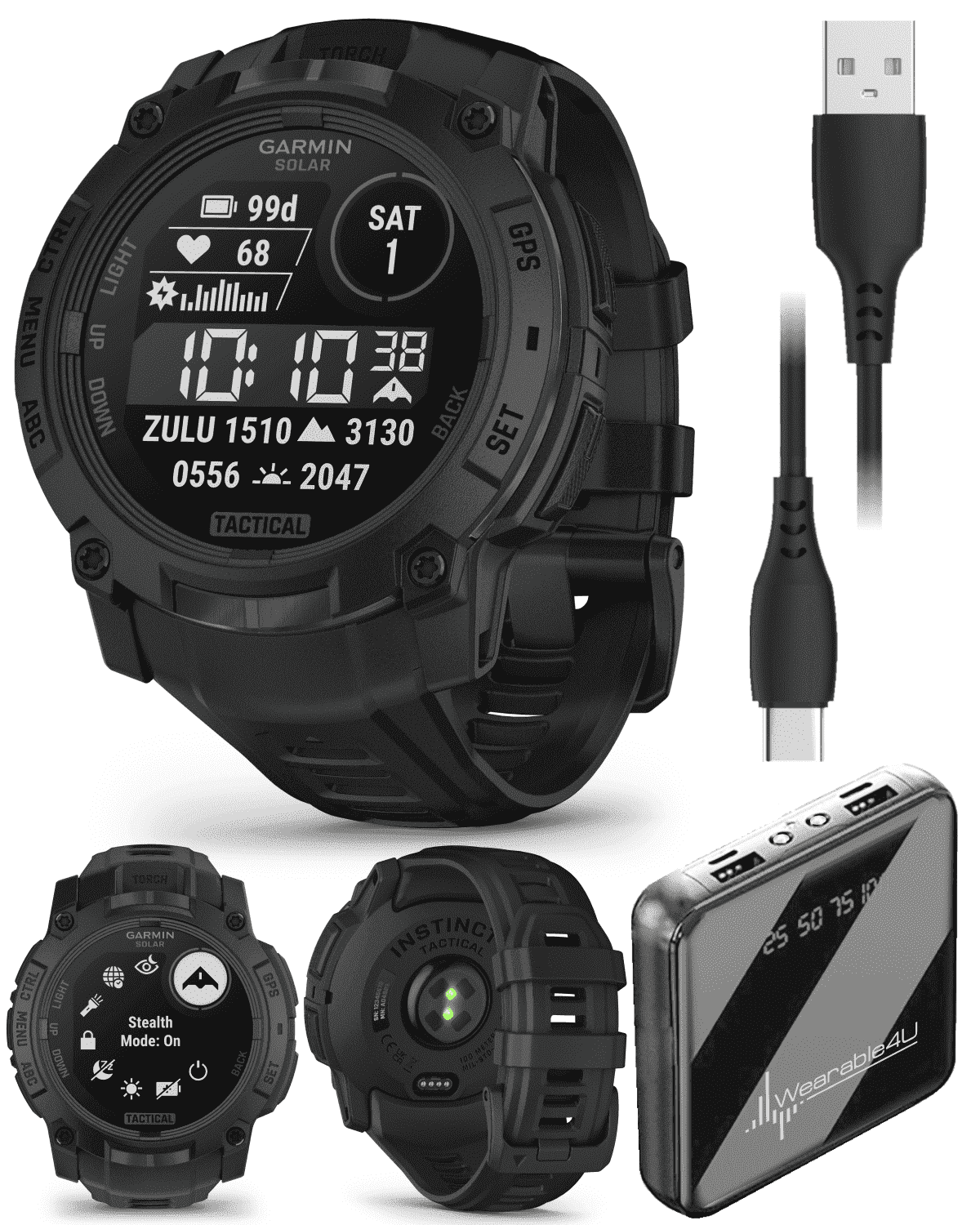 Garmin Instinct 3 Tactical Edition, Solar Charging Display, 50mm ...