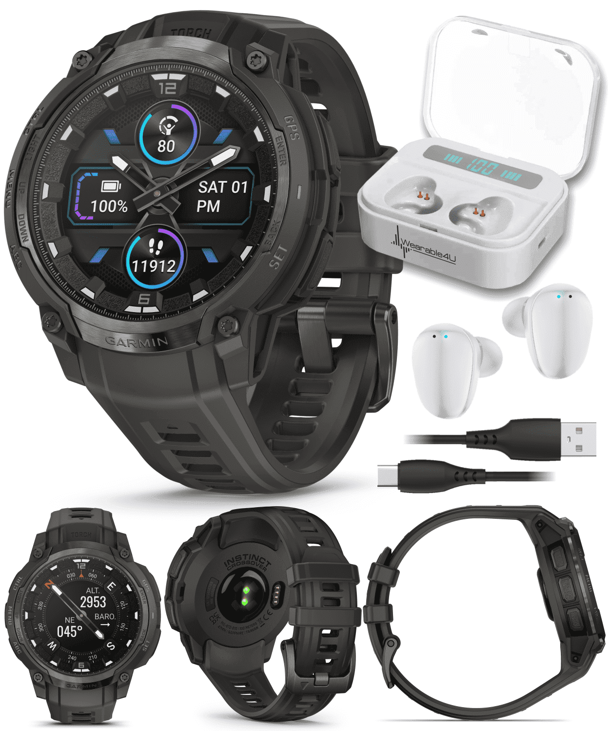 Garmin Instinct Crossover AMOLED Sapphire Rugged Hybrid GPS Smartwatch ...
