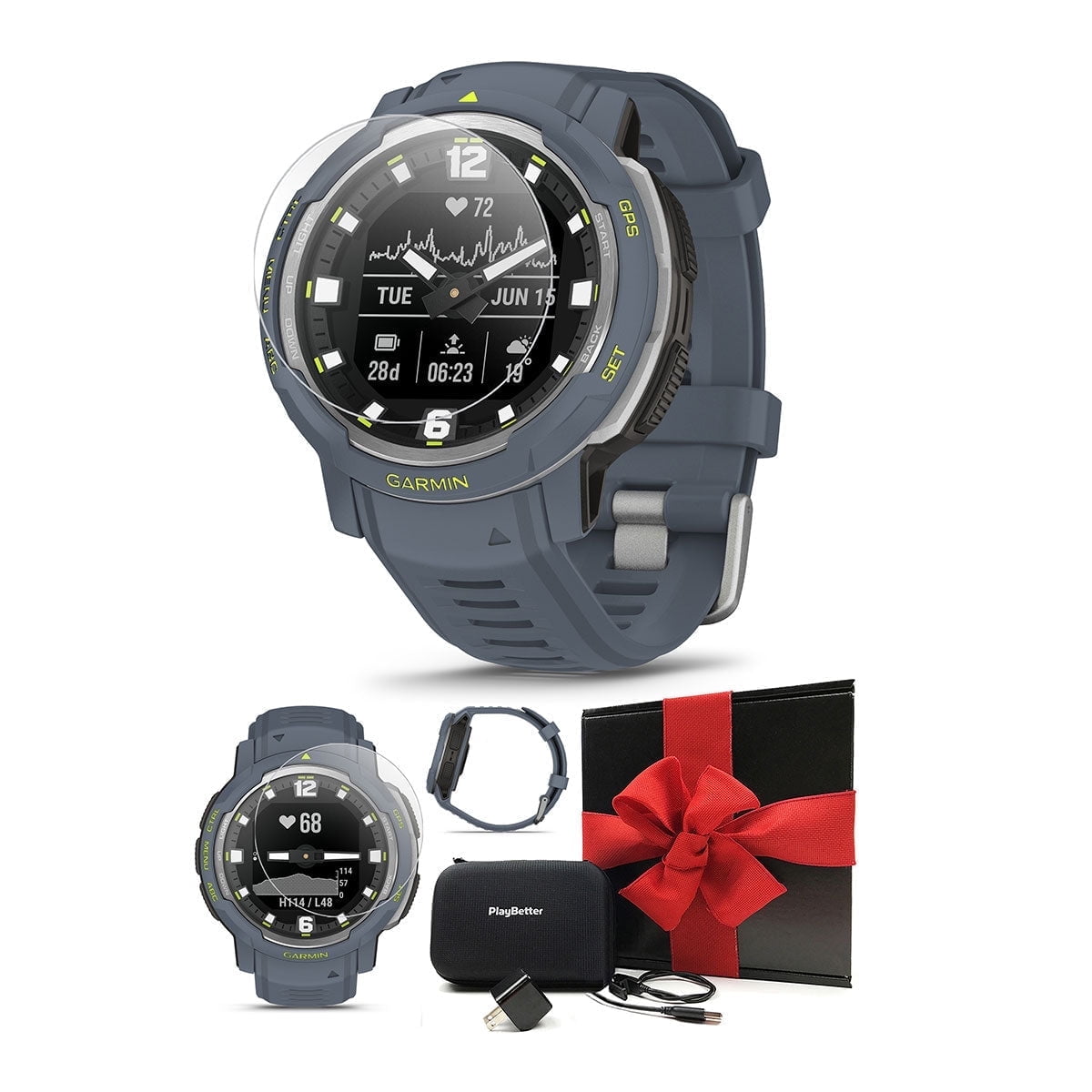 Garmin Instinct Crossover (Blue Granite) Hybrid Rugged Smart Watch ...