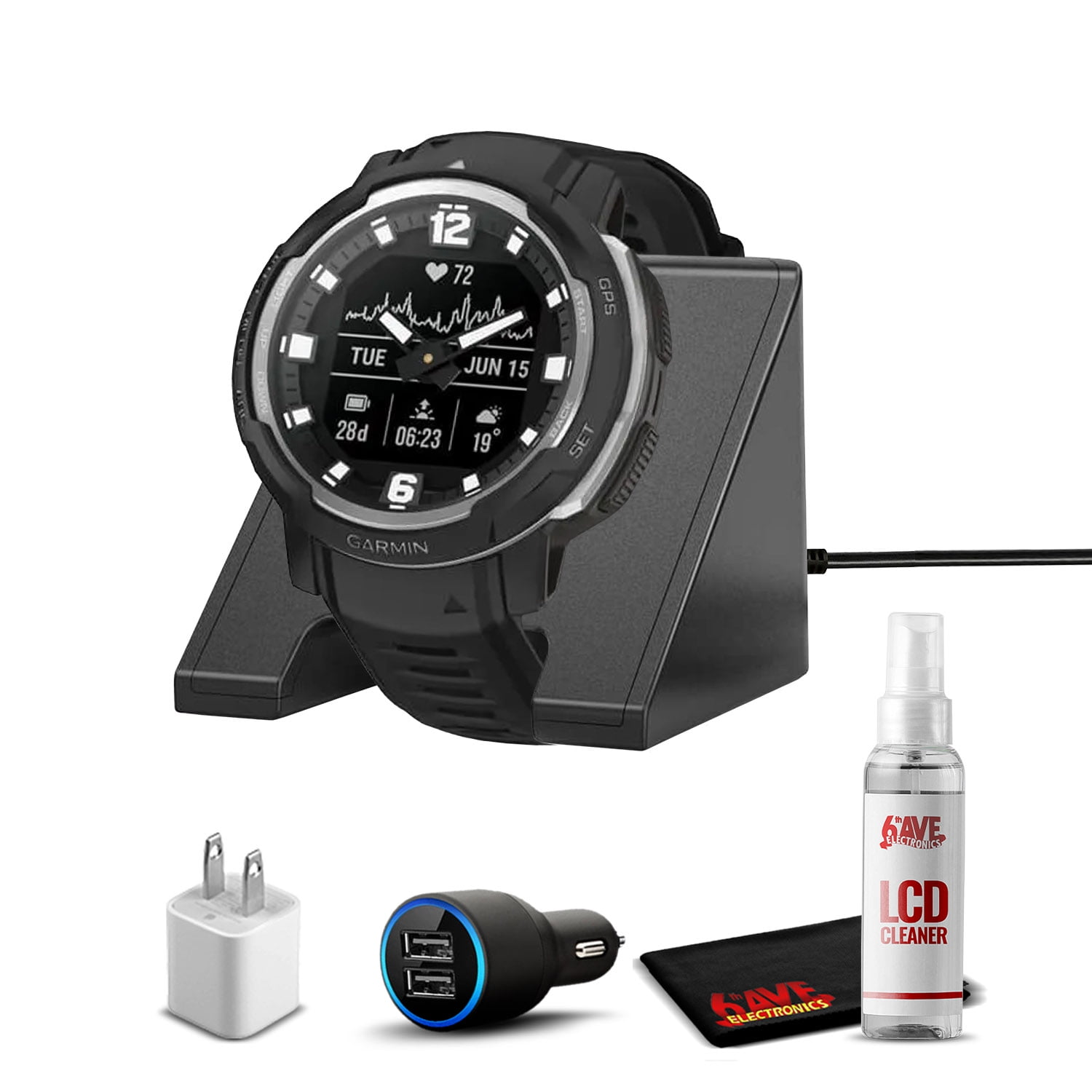 Garmin Instinct Crossover Rugged Hybrid Smartwatch Black with Watch ...