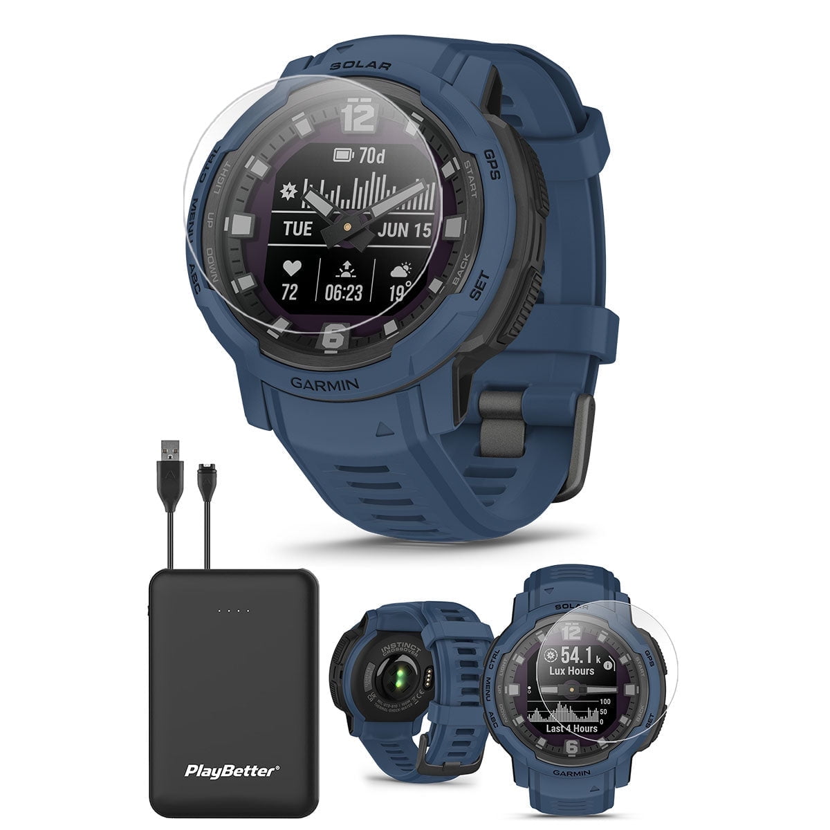 Garmin Instinct Crossover (Tidal Blue) Hybrid Rugged Smart Watch ...