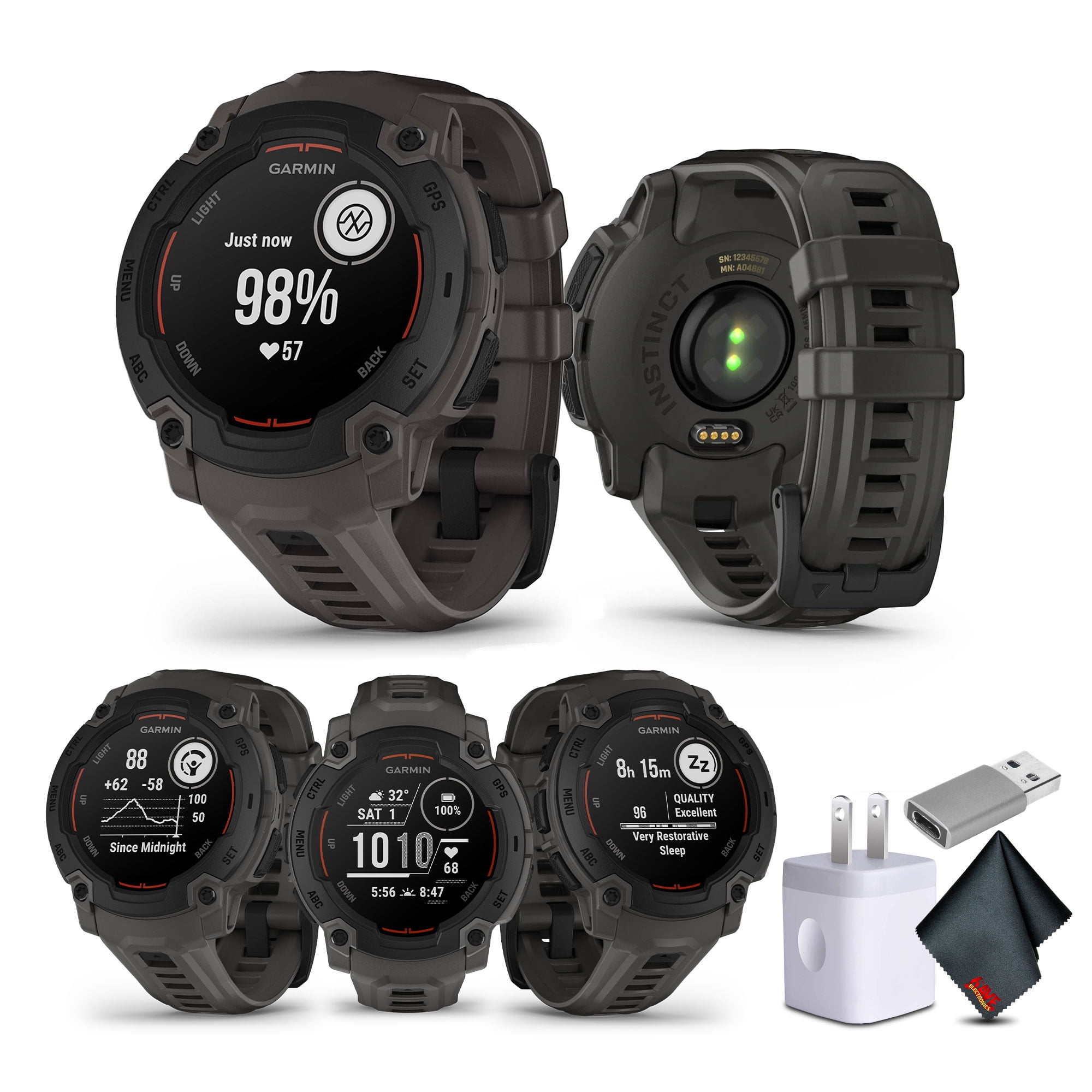 Garmin Instinct E 45mm, Outdoor GPS Smartwatch Charcoal (010-02933-00 ...