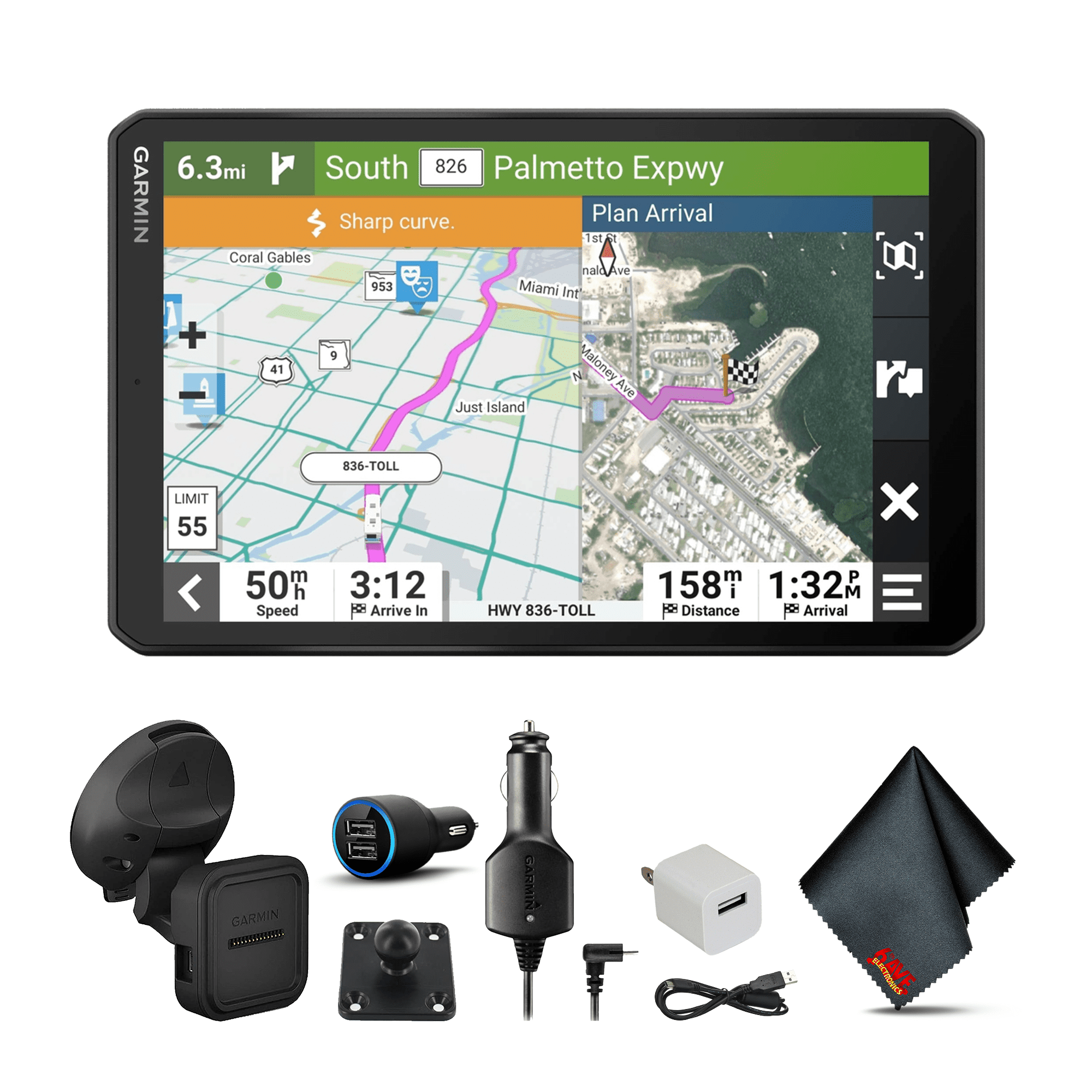 Garmin RV 895 MT-S with USB Car and Wall Adapters and 6Ave Cleaning ...
