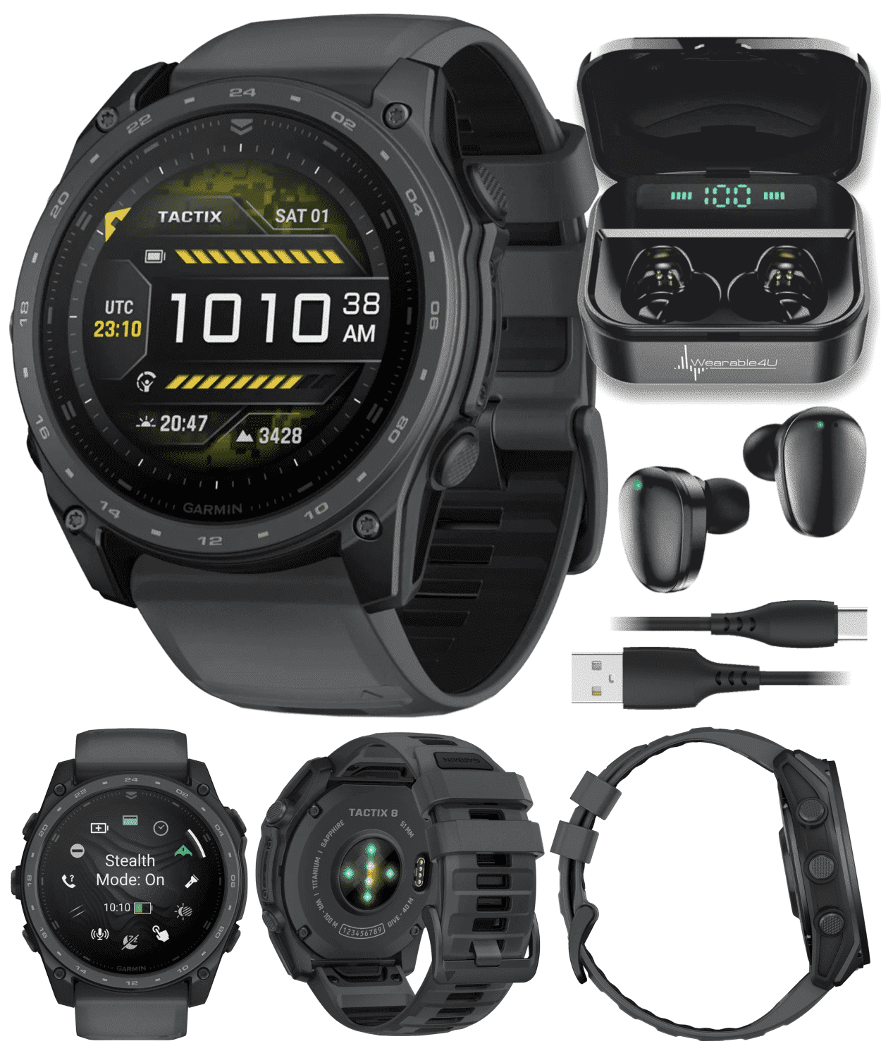 Garmin Tactix 8 51mm Cerakote, Premium Tactical GPS Smartwatch, AMOLED ...