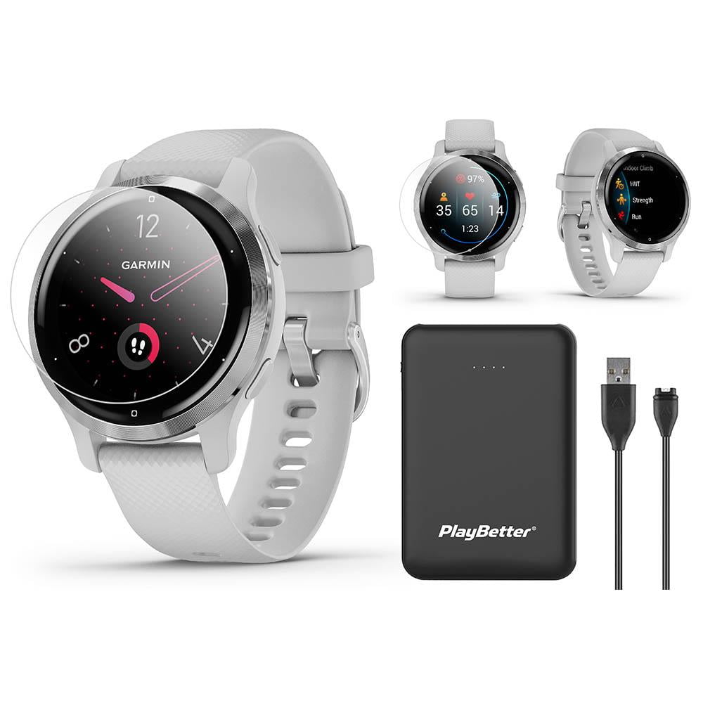 Garmin Venu 2S (Silver/Mist Gray) Fitness GPS Smartwatch Power Bundle ...