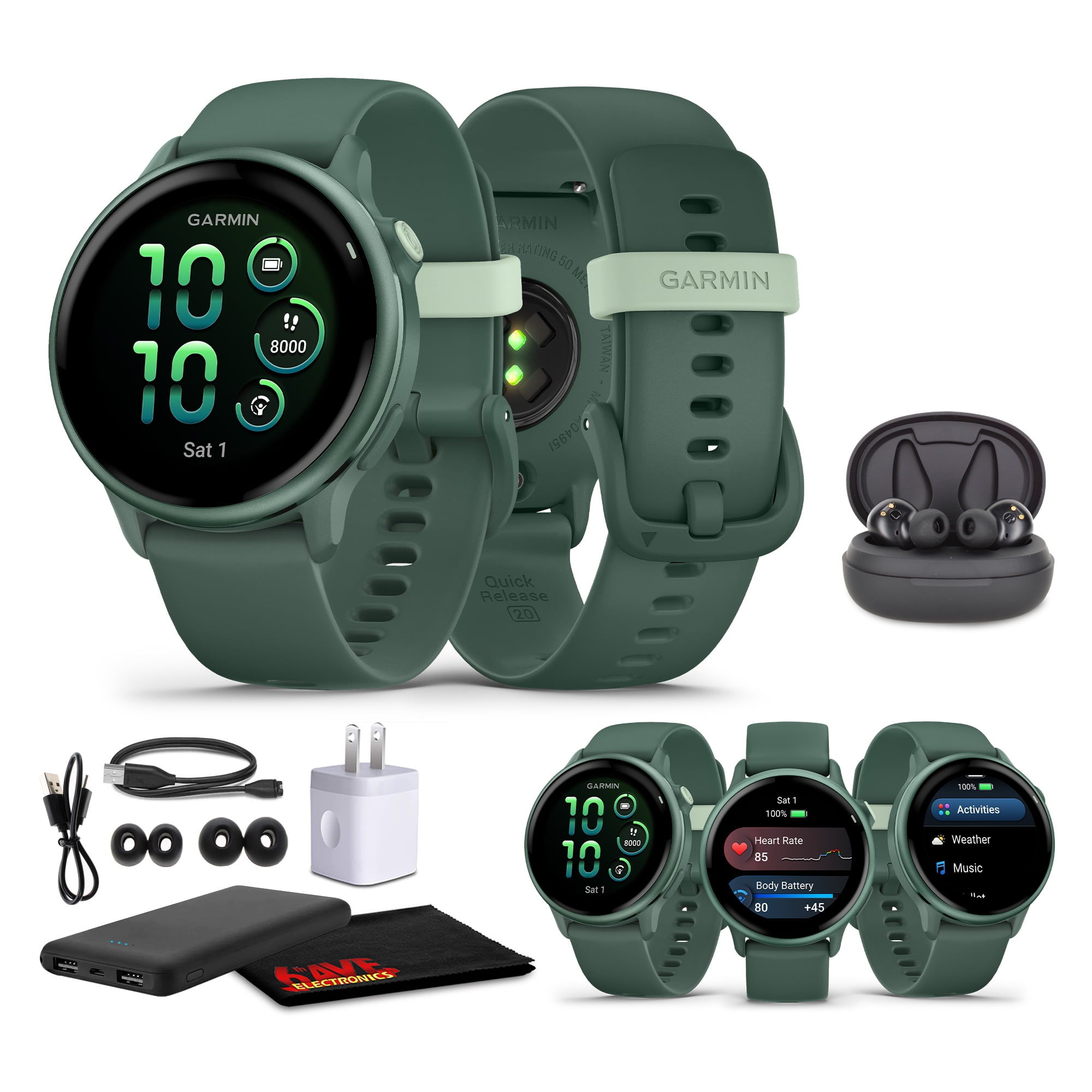 Garmin Vivoactive 6 Smartwatch Metallic Jasper Green with Jasper Green ...