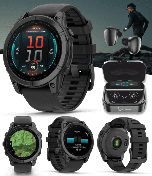 Garmin fenix E – 47 mm, AMOLED Slate Gray Steel with Black Silicone ...