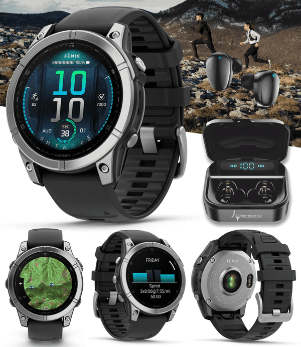 Garmin fenix E – 47 mm, AMOLED Stainless Steel with Black Silicone Band ...