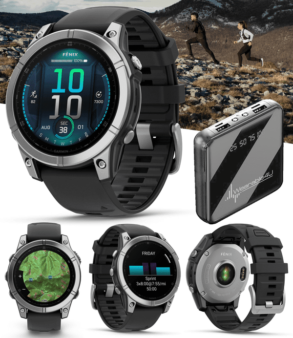 Garmin fenix E – 47 mm, AMOLED Stainless Steel with Black Silicone Band ...