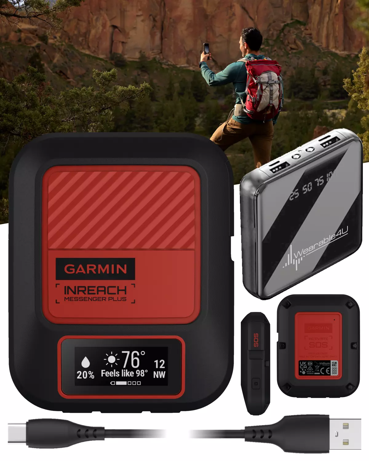 Garmin inReach Messenger Plus 010-02887-00 with Wearable4U Power Bank ...
