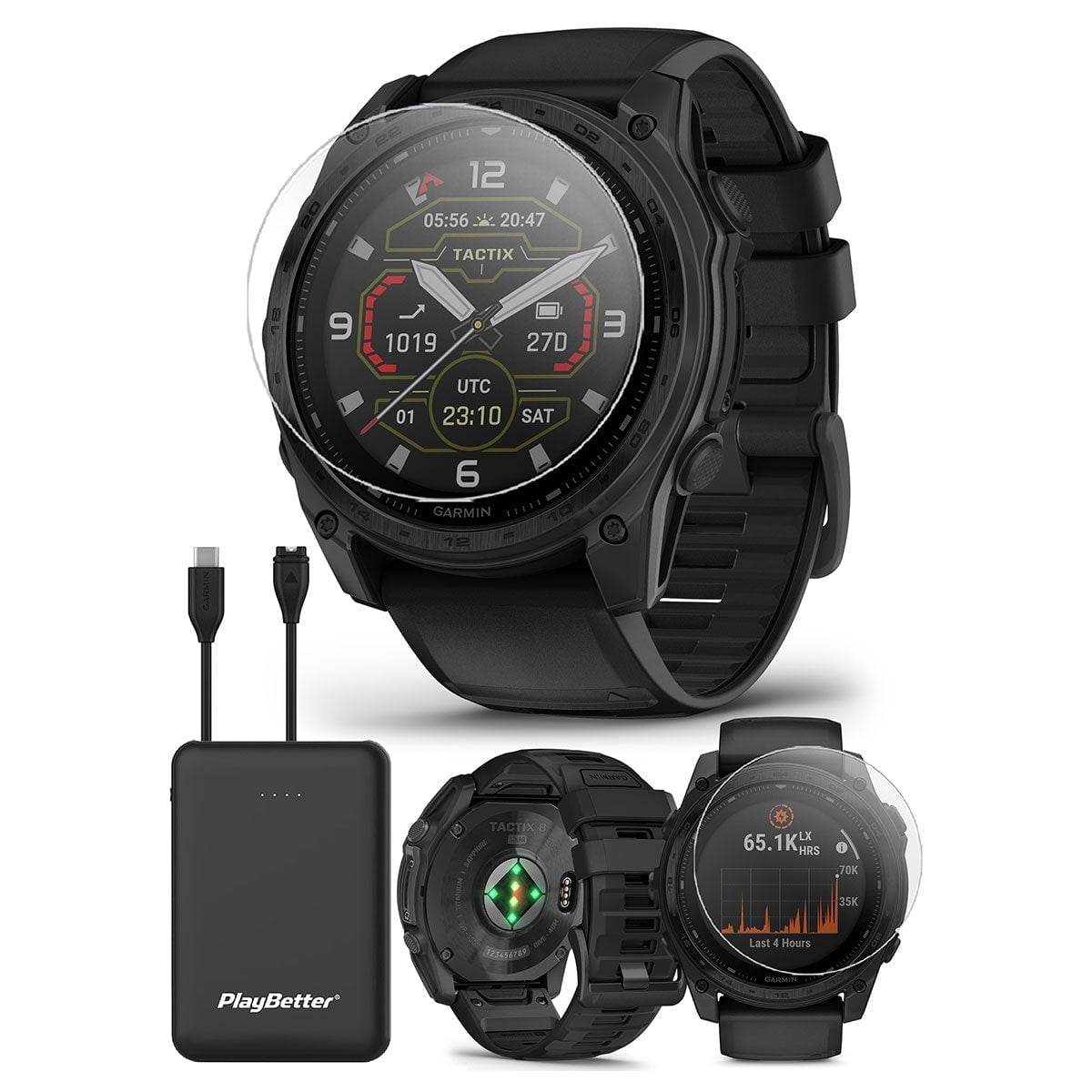 Garmin tactix 8 Solar (51mm) Premium Tactical GPS Smartwatch Bundle ...
