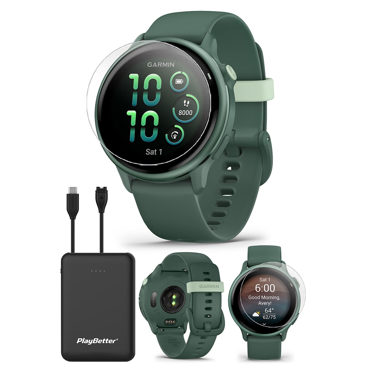 Garmin vivoactive 6 (Jasper Green) Fitness GPS Smartwatch Bundle with ...