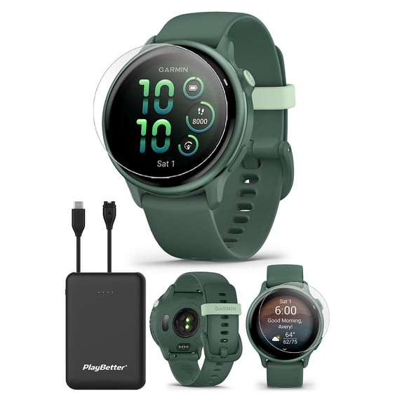 Garmin vivoactive 6 (Jasper Green) Fitness GPS Smartwatch Bundle with ...
