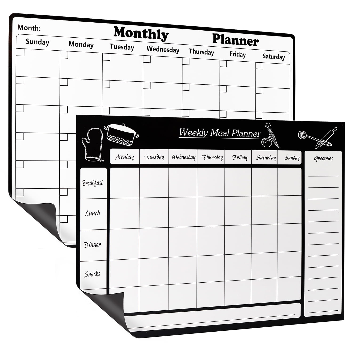Garnen Fridge Calendar Magnet Weekly & Monthly Planner Set, Magnetic ...