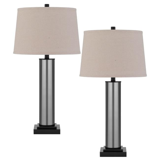 Garner 150W 3 Way Glass Table Lamp with Taper Drum Hardback Fabric ...