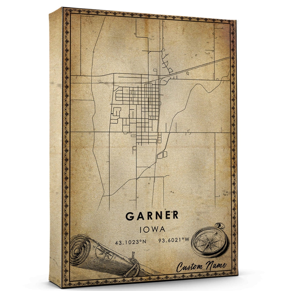 Garner Map Poster, Iowa Map Art Poster, Canvas, Garner Map City vintage ...