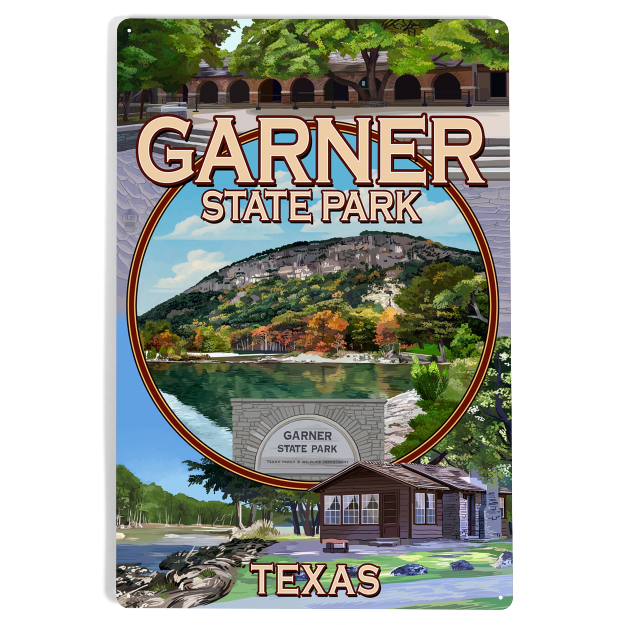 Garner State Park Montage, Texas, Casa Grande (12x18 Aluminum Art ...