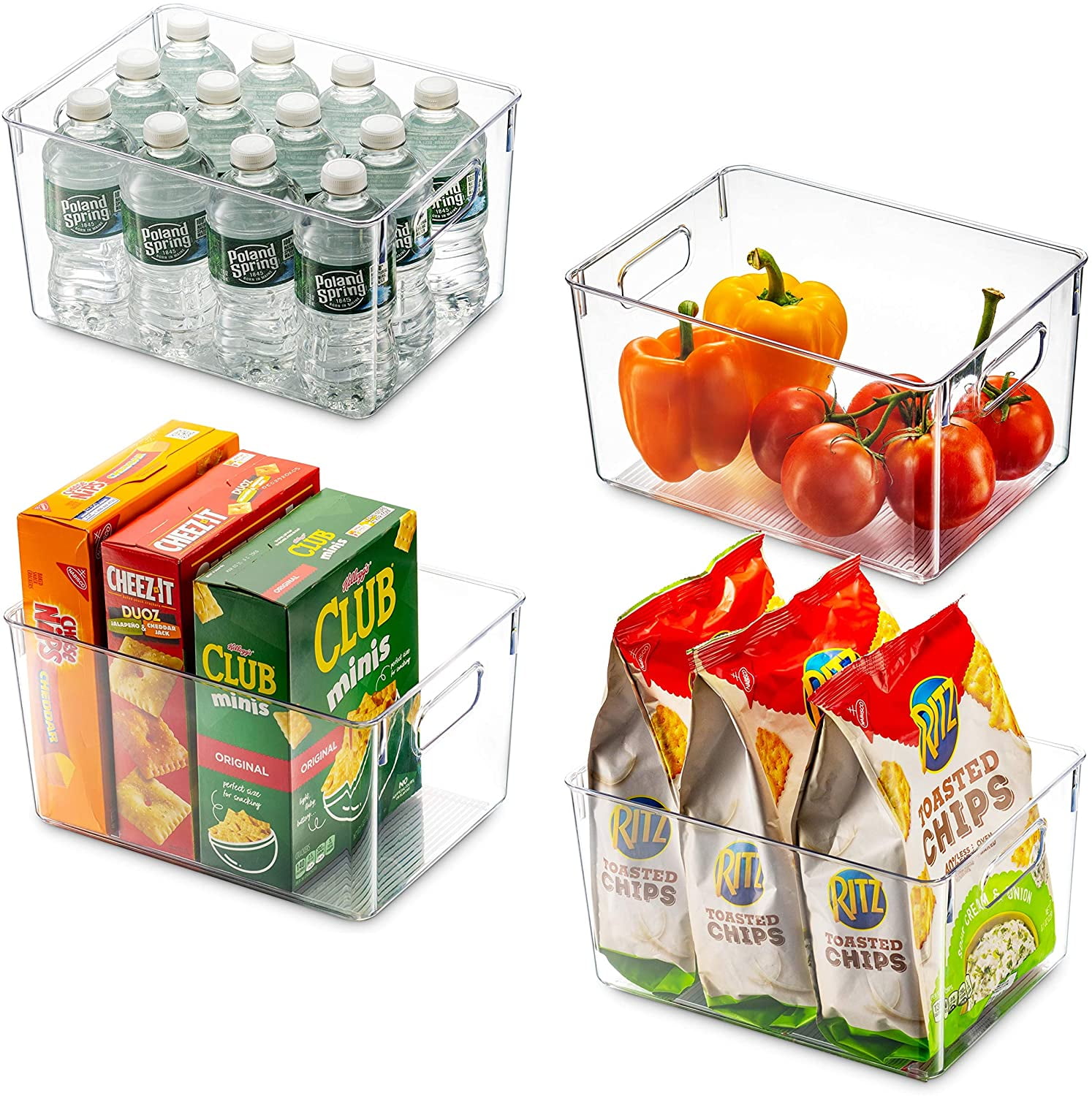 Garnet 4 Clear 11" Wide Food Storage Bins, Multi-Use Plastic Containers ...