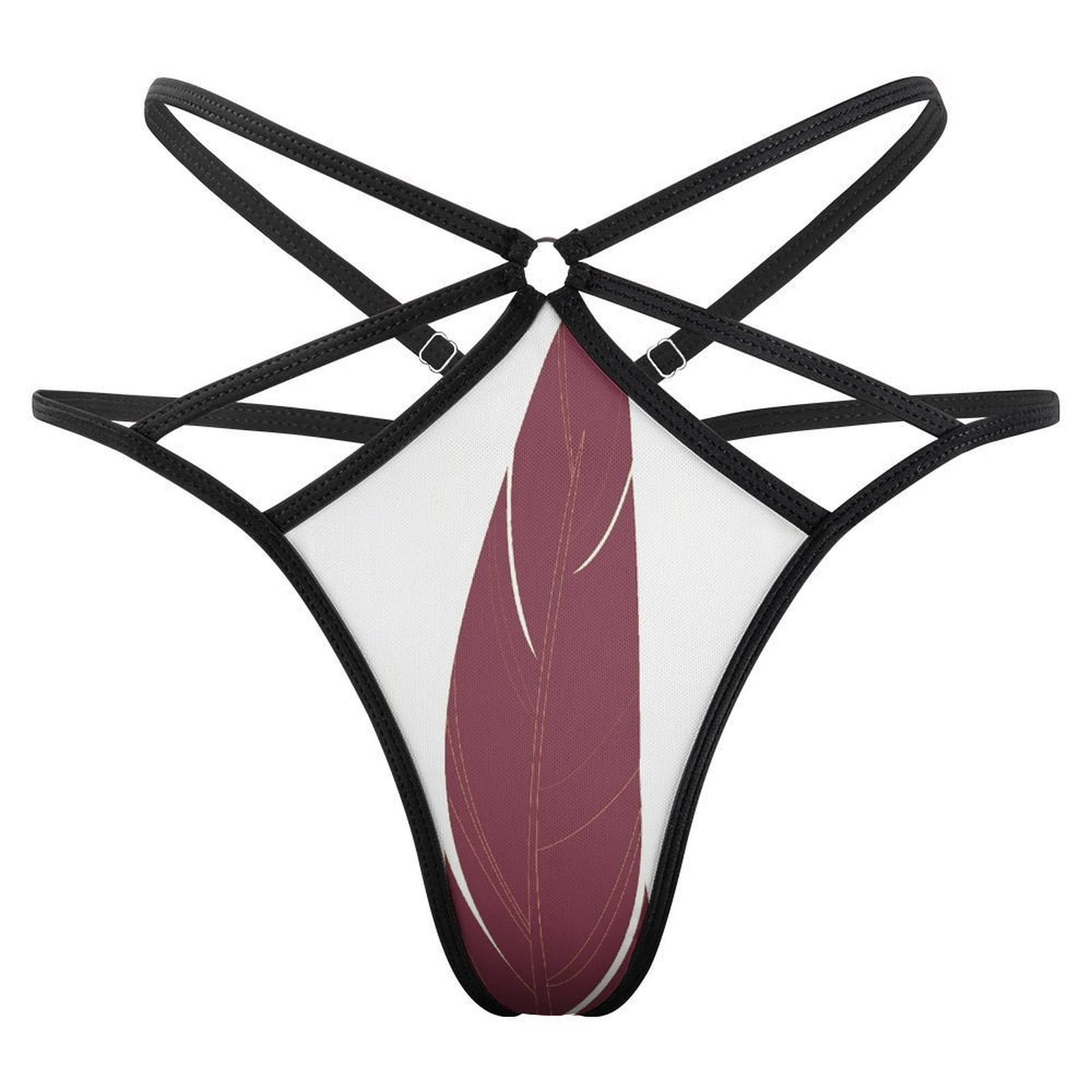 Garnet And Gold Feather Pattern Open Type Women's Panties Crotch ...