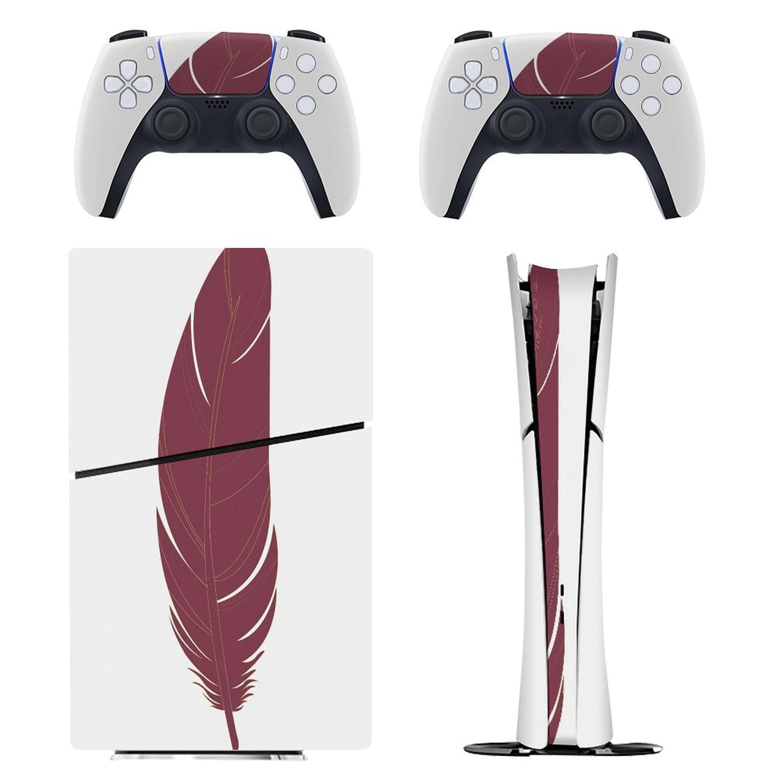 Garnet And Gold Feather Pattern PS5/PS5 Pro/PS5 Slim Digital Disc Skin ...