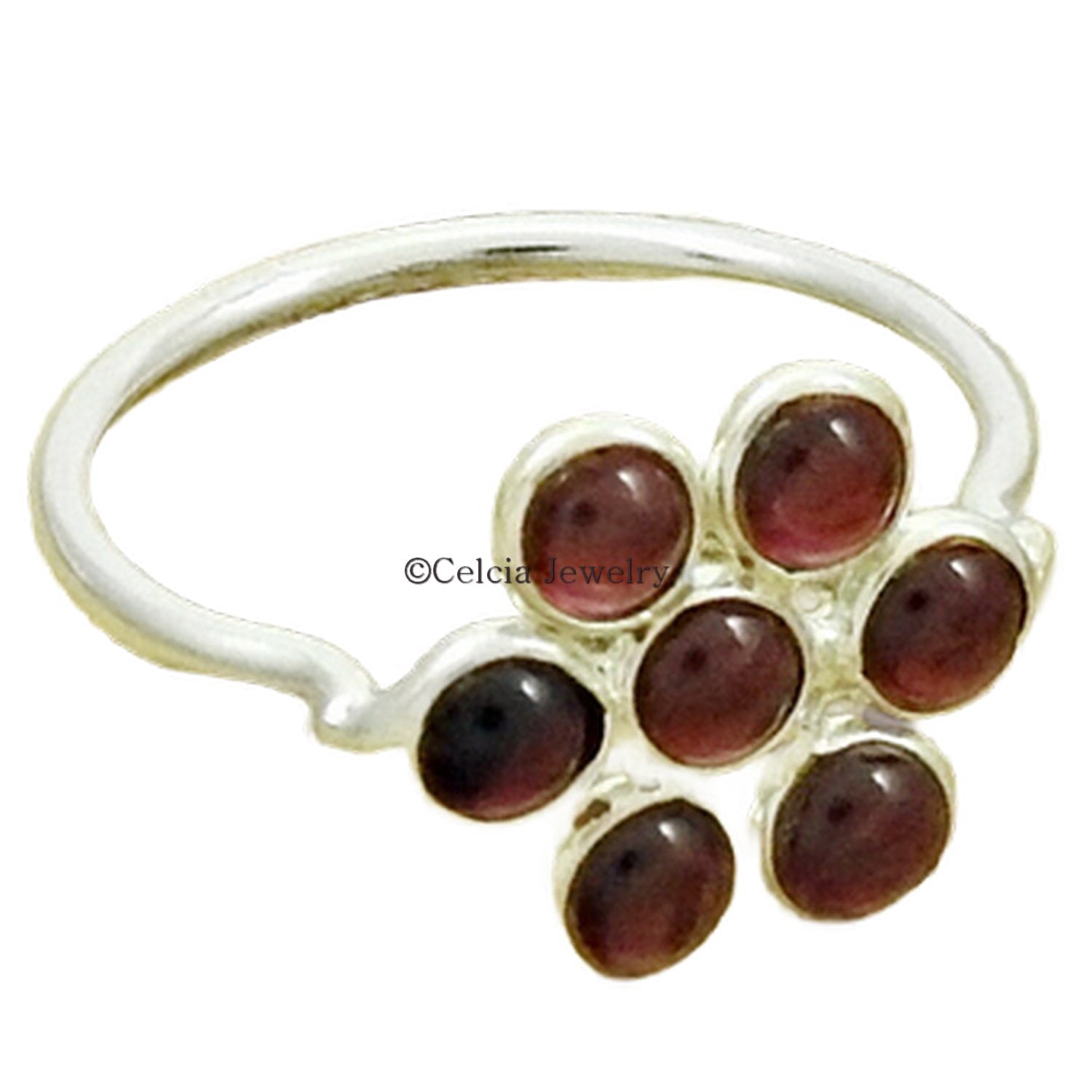 Garnet Genuine Gemstone Ring, Natural Semi Precious Multiple Stone Ring ...