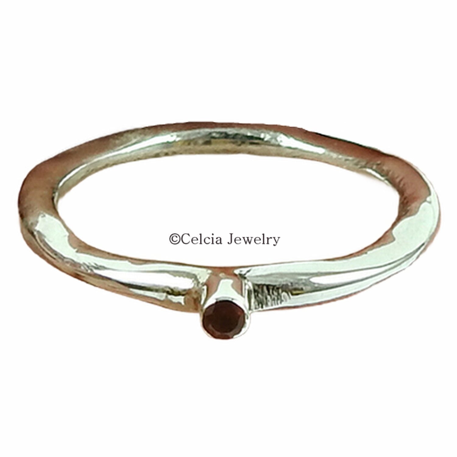 Garnet Natural Gemstone Wedding Ring, Thin Ring, Cool Ring, Pinky Ring ...