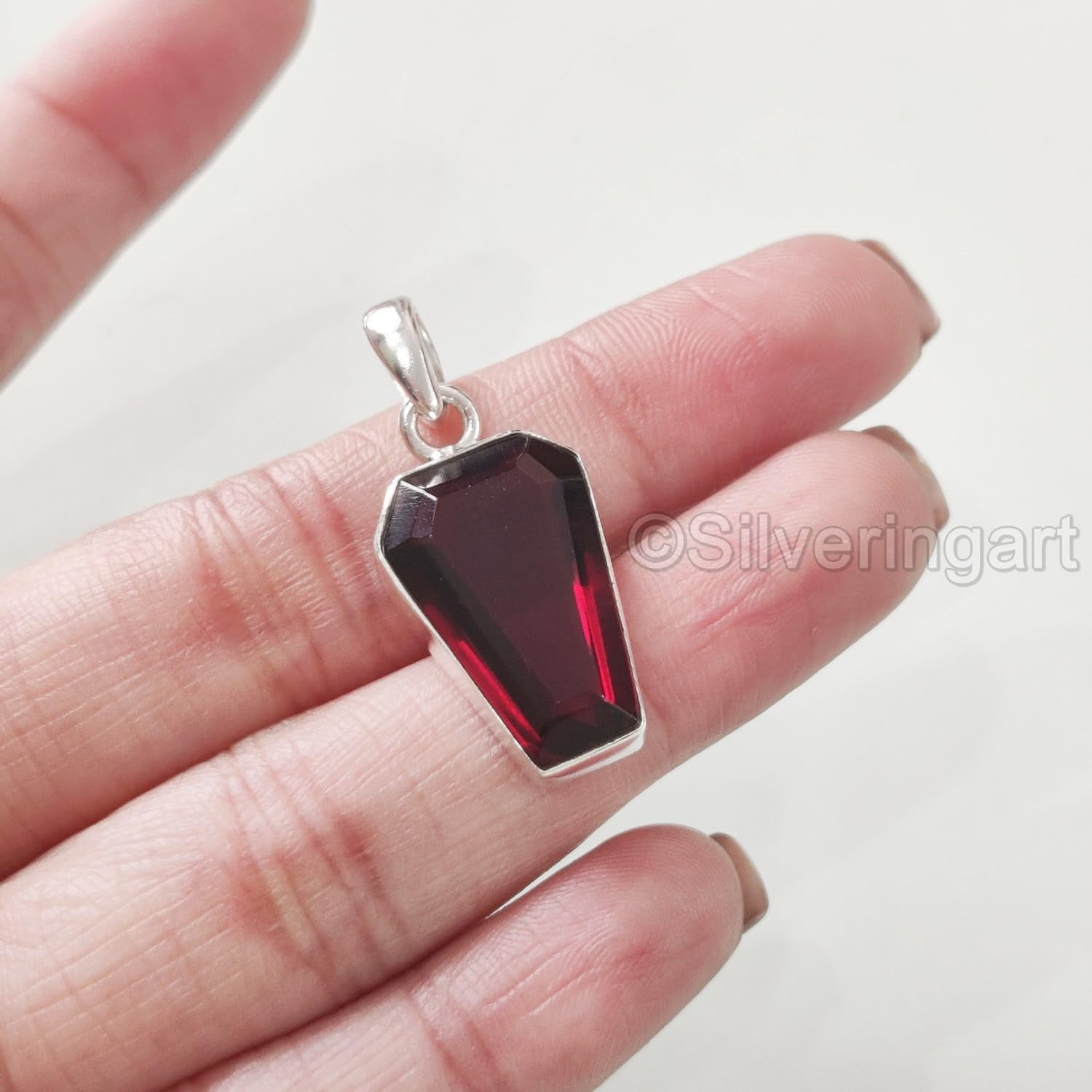 Garnet Pendant, Natural Red Garnet Pendant, January Birthstone, Womens ...