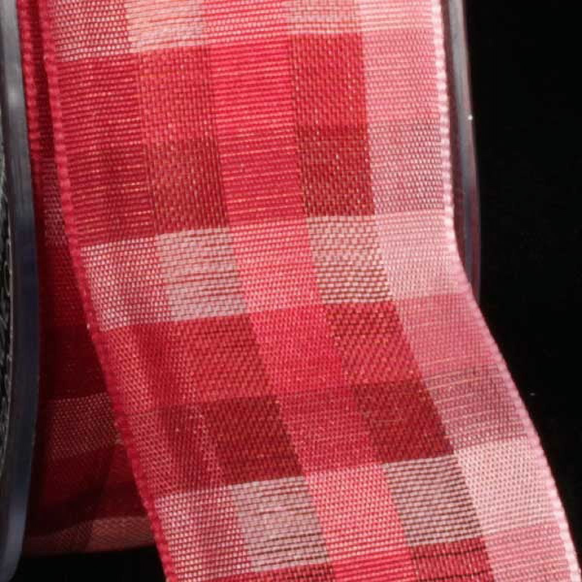 Garnet Red and Pink Plaid Wired Craft Ribbon 1.5" x 50 Yards - Walmart.com