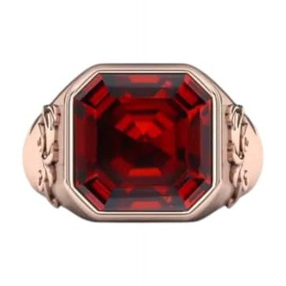 Garnet Wedding Signet Ring For Men 18K Gold Garnet 7 Ct - 14x14mm ...