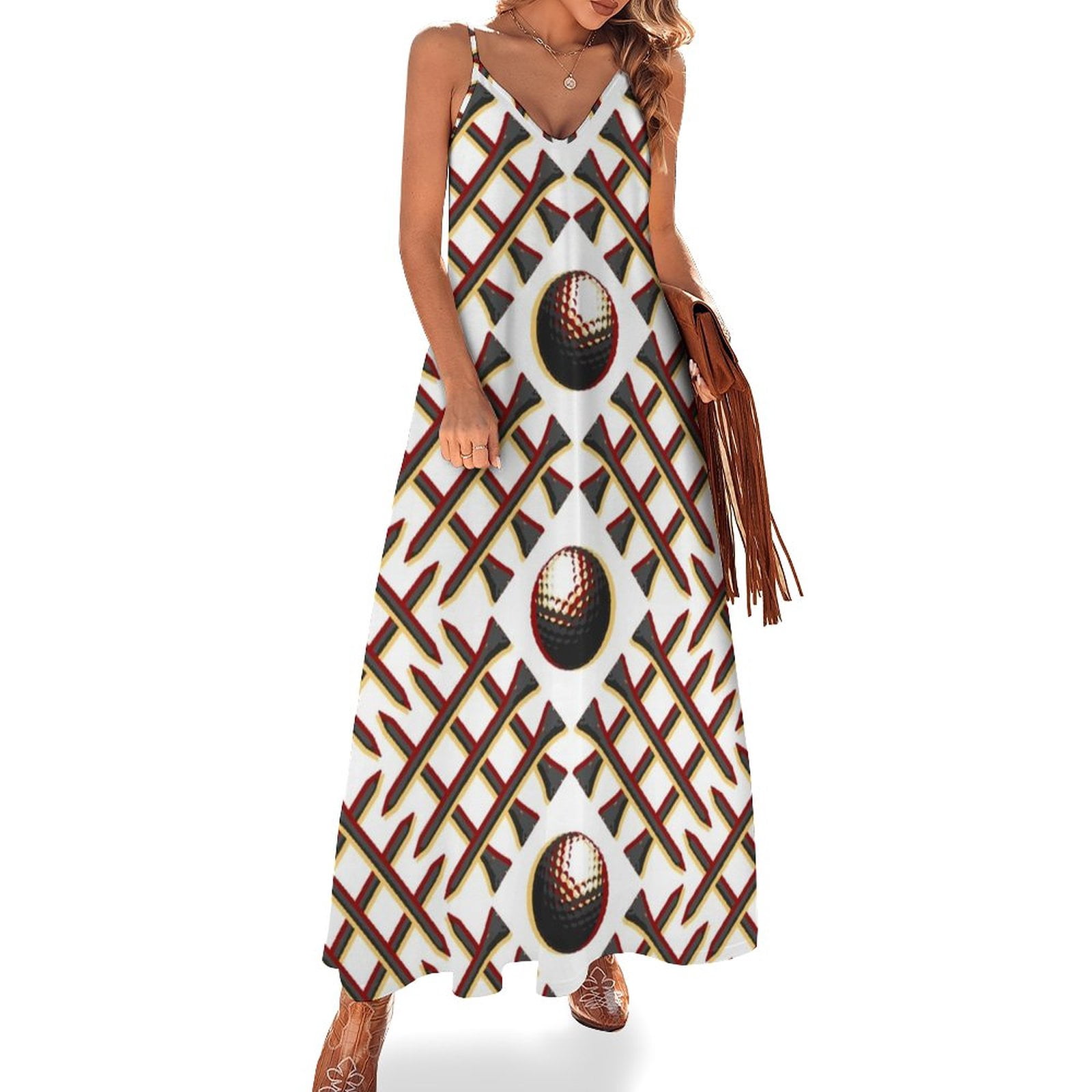 Garnet and Gold Golf Sleeveless Dress party dress women elegant luxury ...